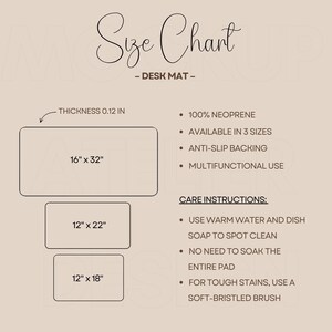 Desk Mat Size Chart Mockup, 5 Styles, Guide Mousepad Mockup Size Chart ...
