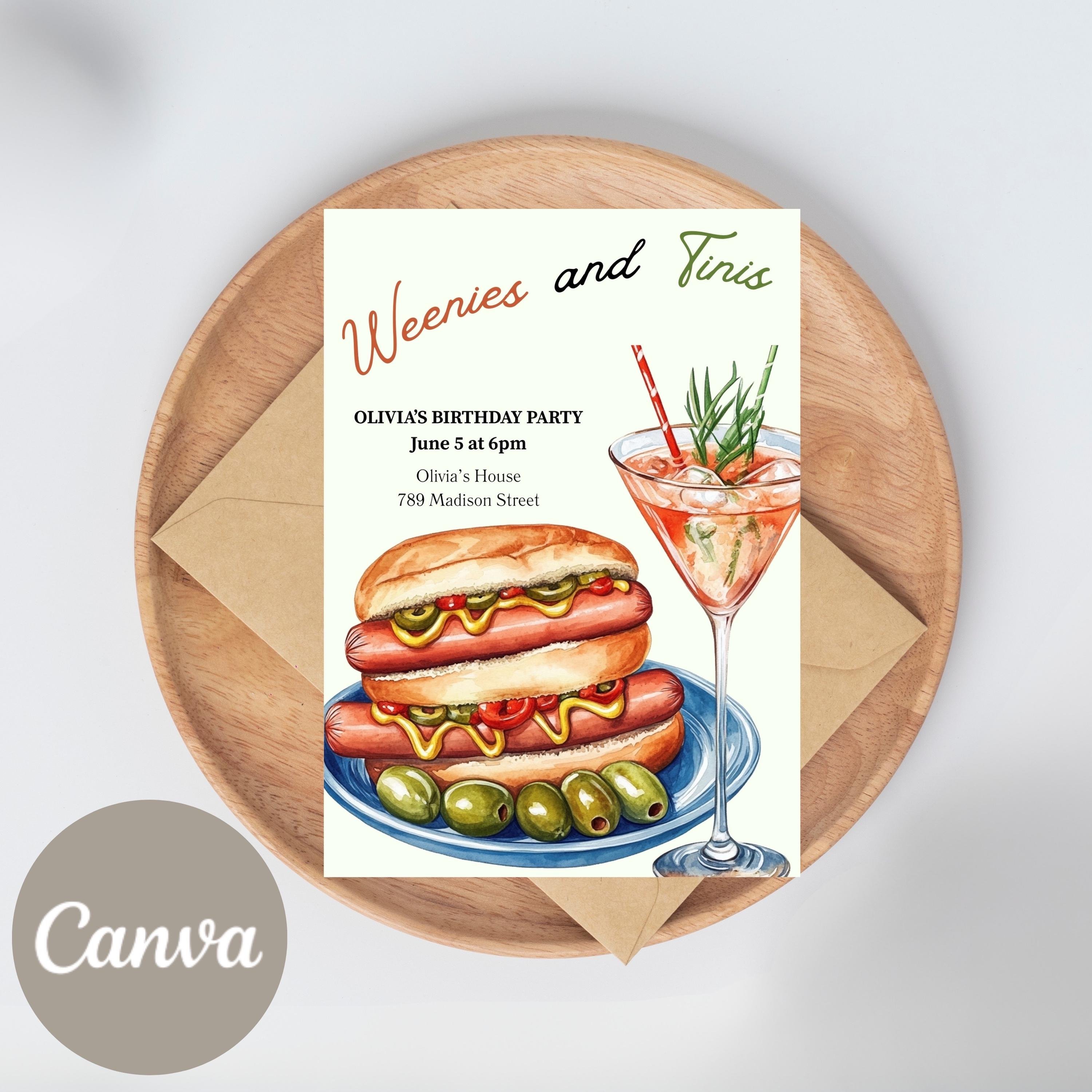 Weenies and Tinis Party Invitation Template, Weenies and Martinis ...