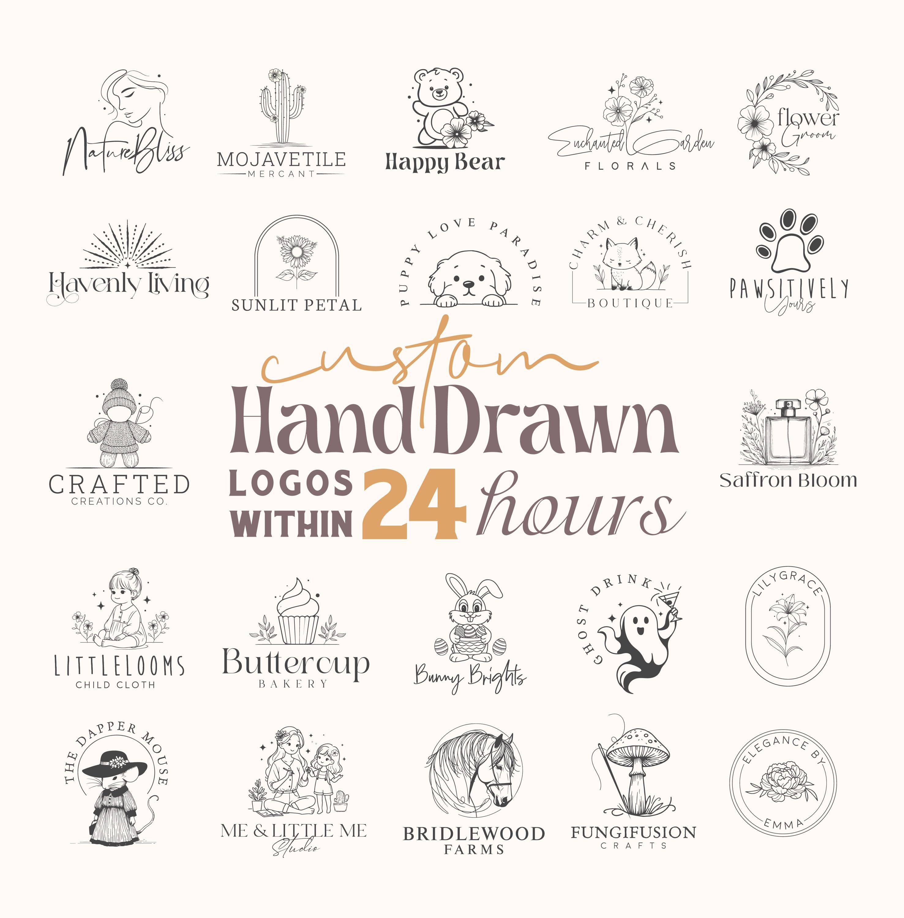 Custom Hand Drawn Logo, Logo Design, Logo Design Custom for Business ...