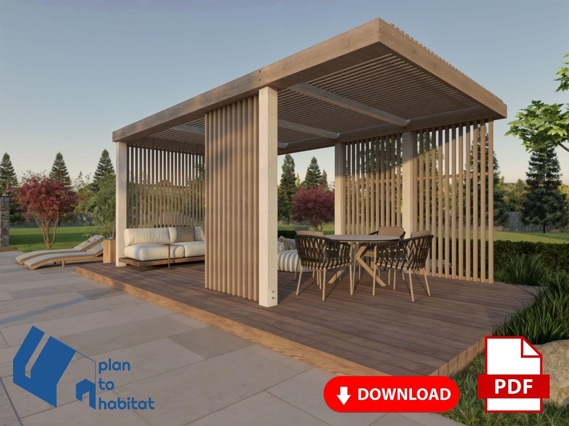 Plans de pergola 12 x 20 - Plan de jardin de pergola en bois à faire ...