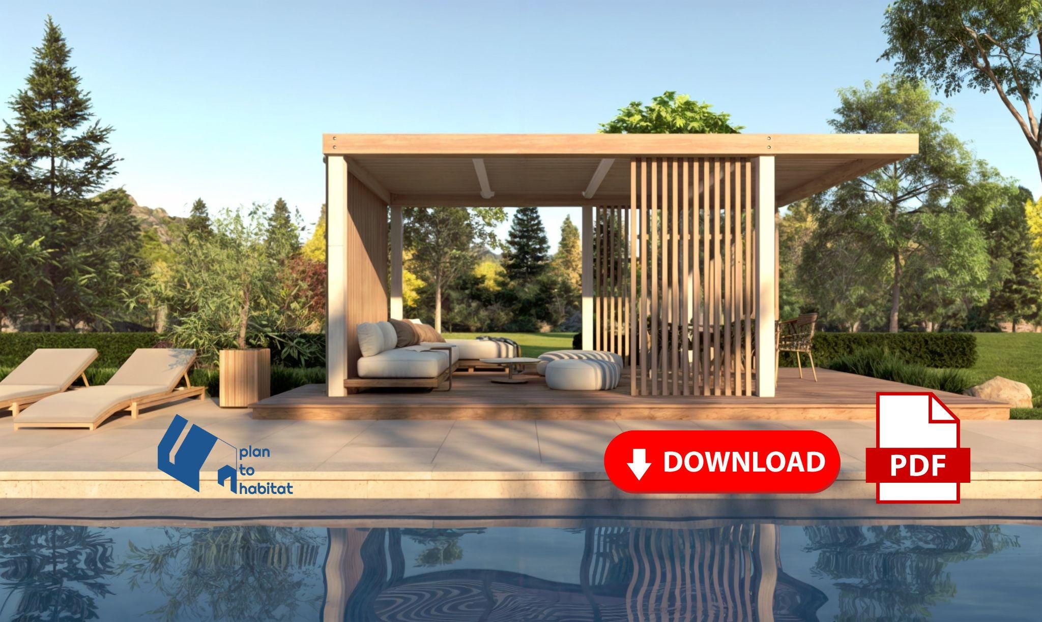 Pergola Plans 12x20 Backyard – DIY Wood Pergola Garden Blueprint PDF ...