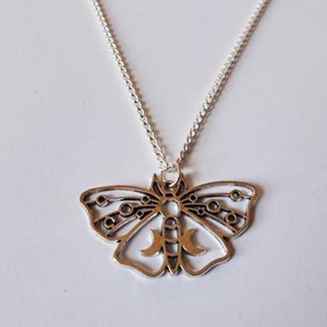 Moth Necklace, Filigree Moon Moth Gothic Necklace, Handmade - Etsy