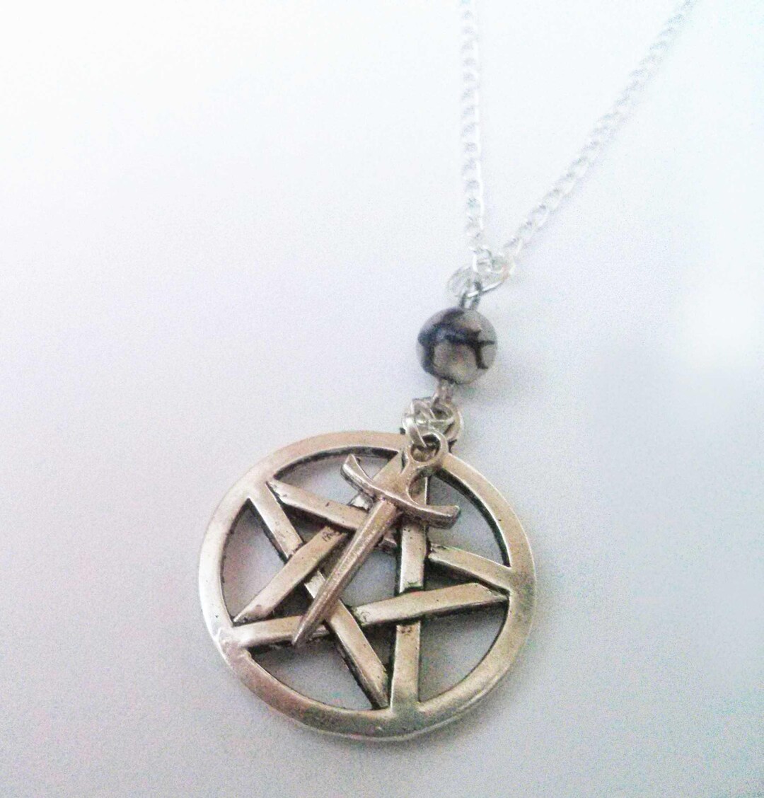 Large Pentacle Pentagram Athame Dragons Vein Agate Necklace - Etsy