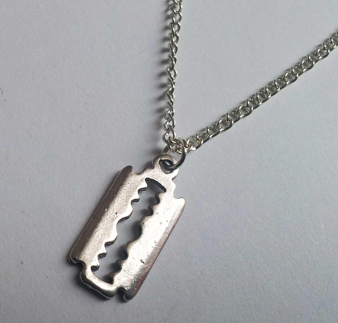 Razor Blade Necklace, Silver Plate Gothic Necklace, Goth, Emo, Handmade ...