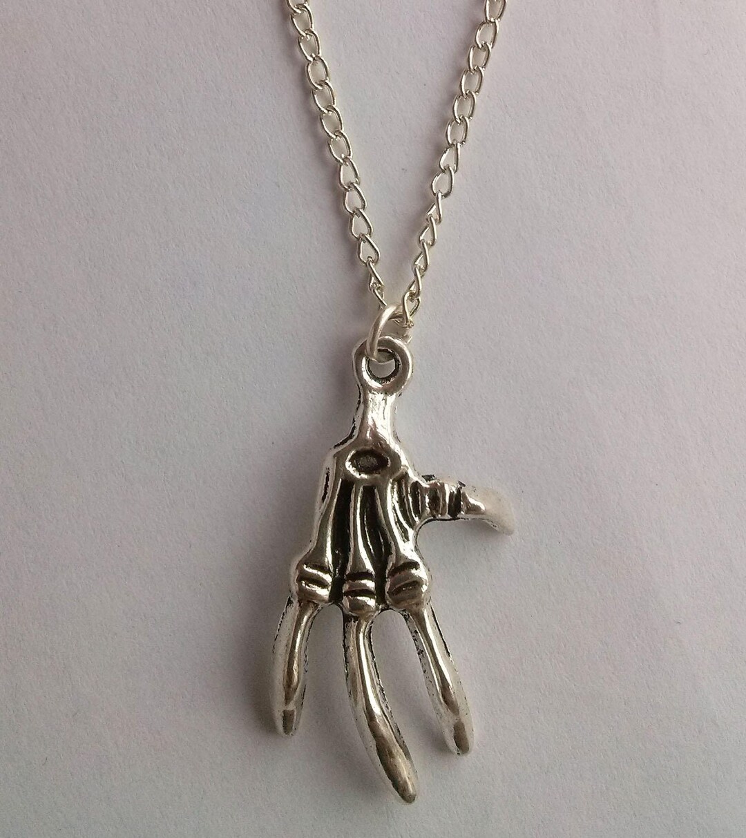 Silver Plate Skeleton Hand Claw Gothic Necklace - Etsy