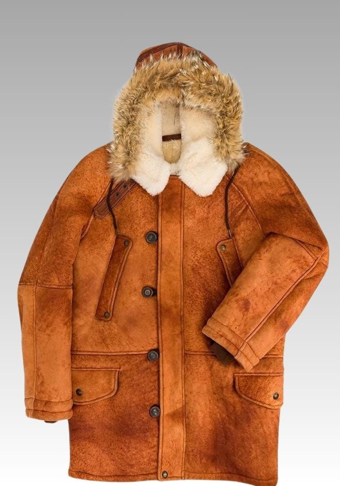 Long Sheepskin Parka Jacket, Luxuries Shearling Coat for Men, Handmade ...