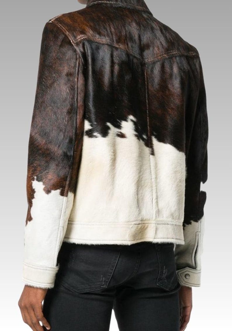 Men’s Cow Hide Leather Jacket, Real Cowhide Winter Coat, Warm Classic ...