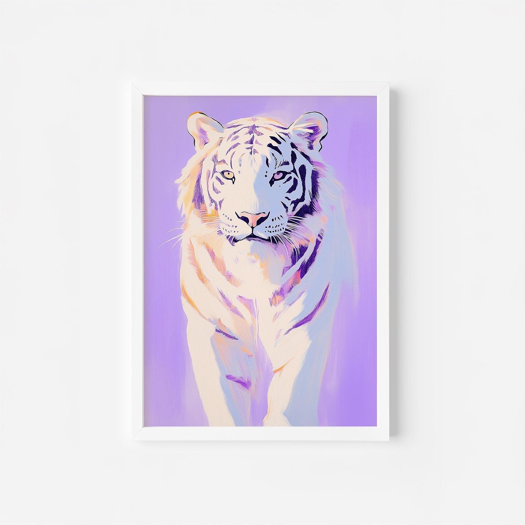 Pastel Siberian Tiger | Levander Tiger Portrait | Preppy Tiger | Big ...