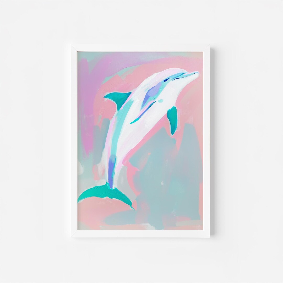 Pastel Pinky Dolphin | Girly Animals Print | Preppy Pink Dolphin ...