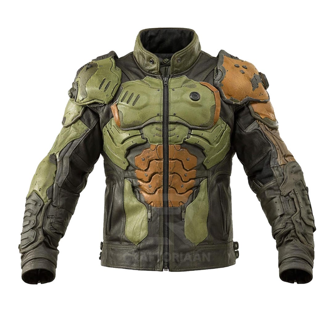 Doomguy Doom Slayer Armored Leather Jacket, DOOM Eternal Cosplay ...