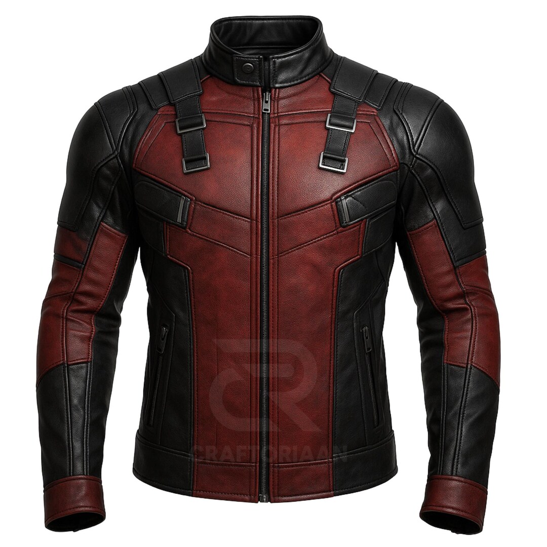 Deadpool Leather Jacket Marvel Hero Cosplay Costume Superhero ...