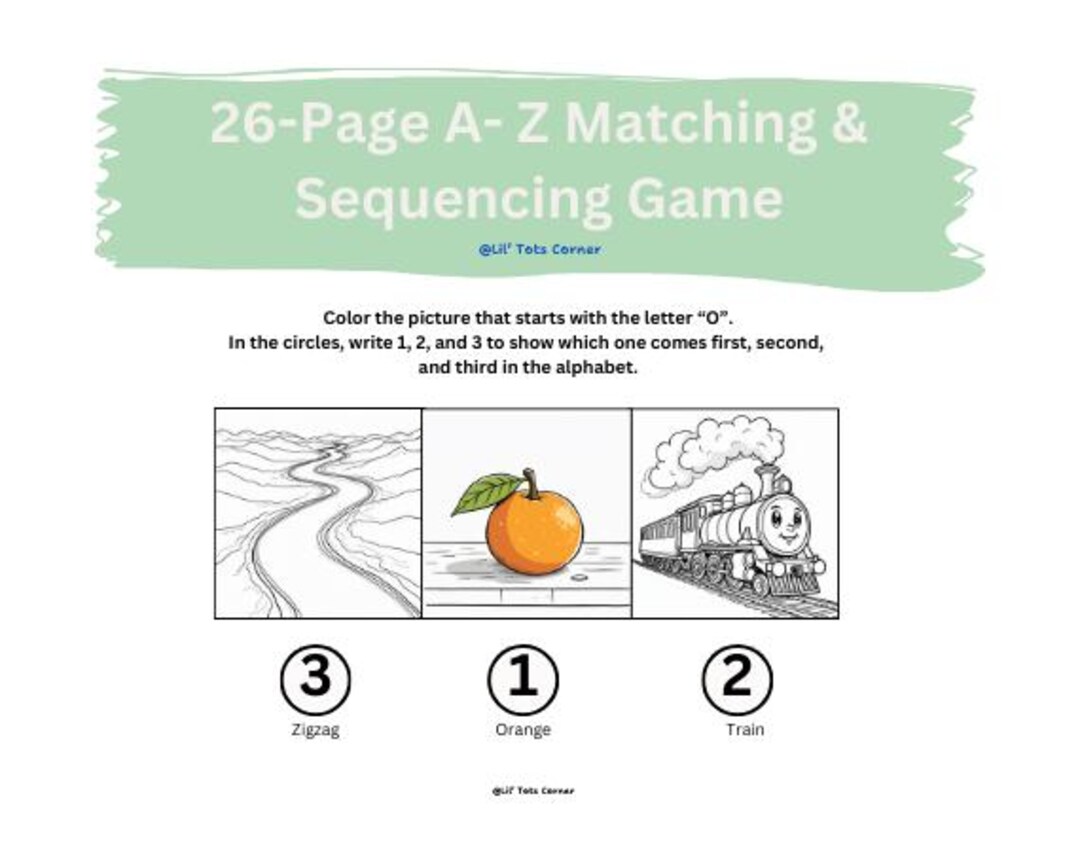 26-page A to Z Matching and Sequencing Game - Etsy