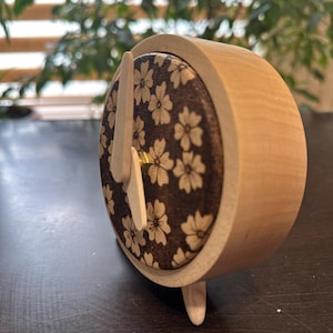 Wooden Table Clock, Desk Clock, Natural Wood Handmade, Wooden Desktop ...