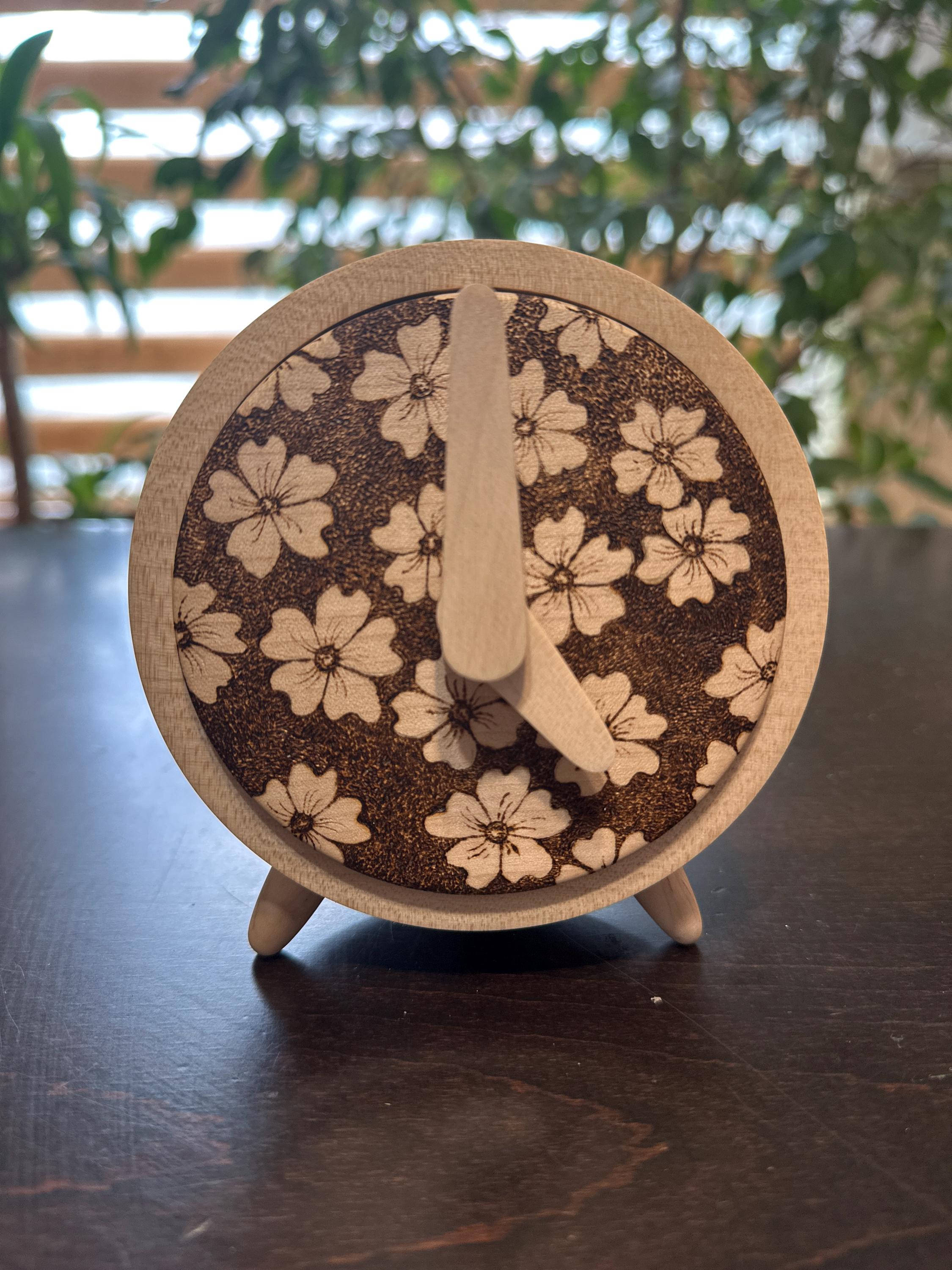 Wooden Table Clock, Desk Clock, Natural Wood Handmade, Wooden Desktop ...