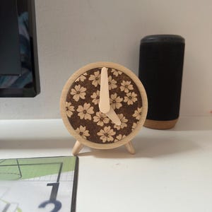 Wooden Table Clock, Desk Clock, Natural Wood Handmade, Wooden Desktop ...