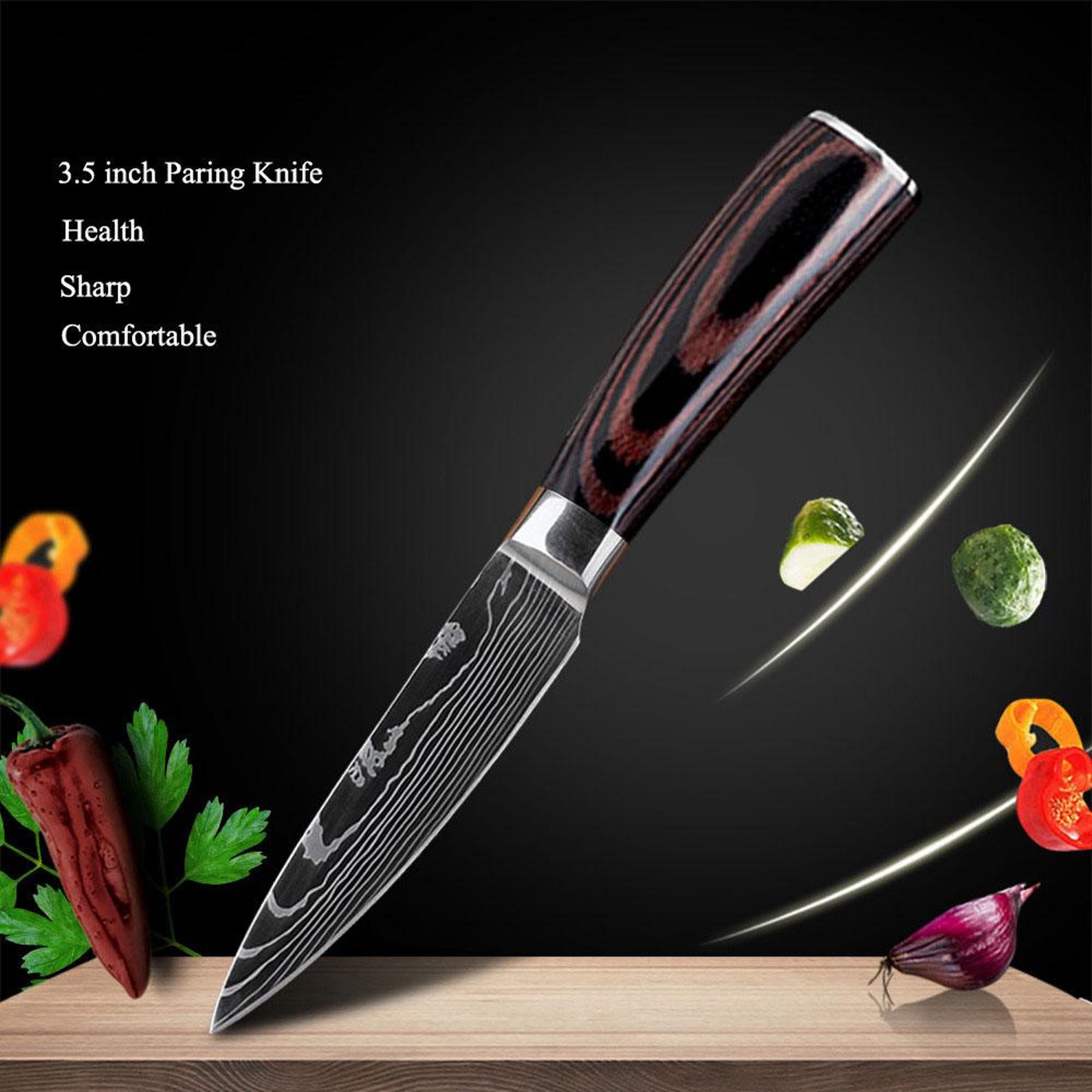 5-piece Professional Damascus Steel Kitchen Knife Set With Ergonomic ...