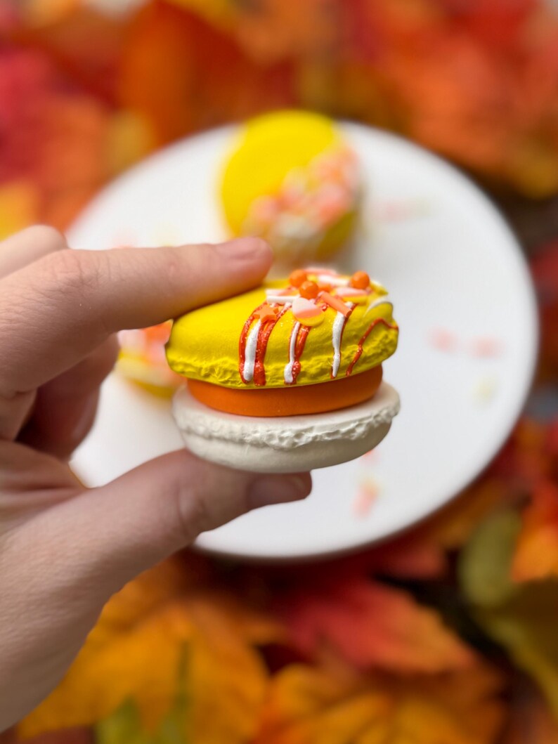 Candy Corn Faux Macarons: Halloween Tiered Tray Decor, Set of 3 - Etsy