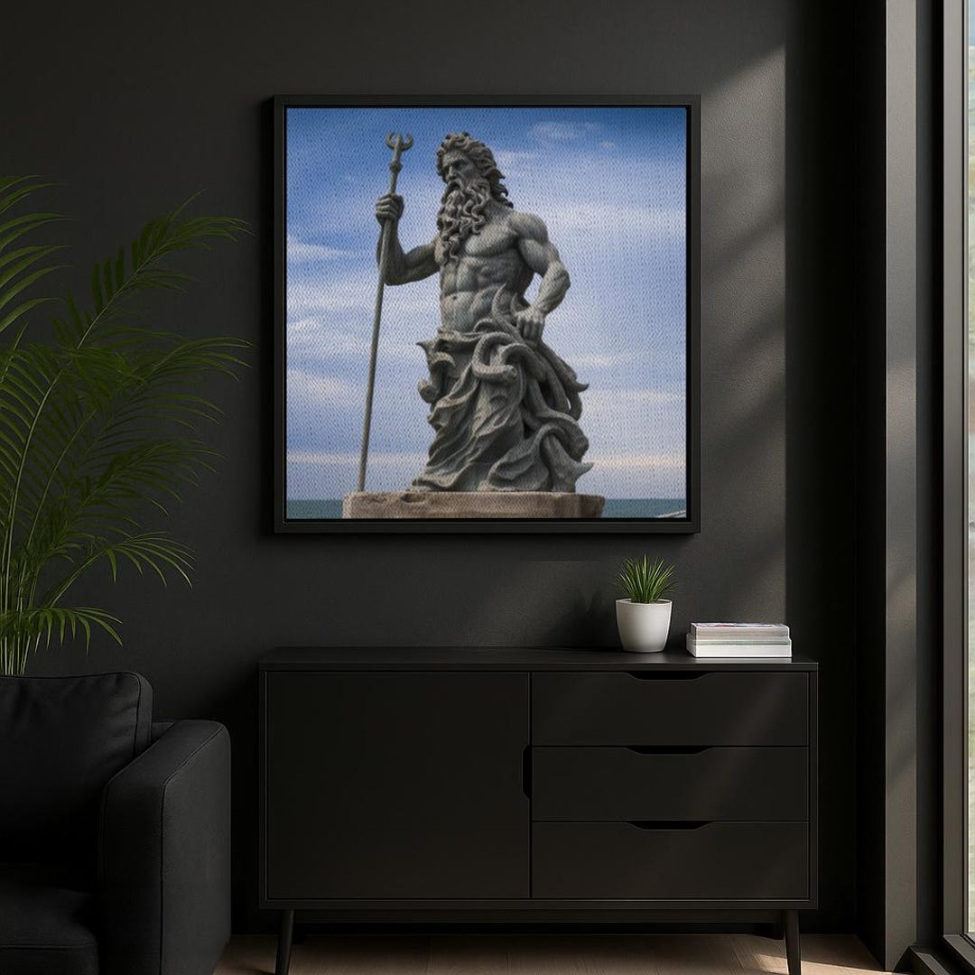 Majestic Poseidon Neptune Sea God Statue Canvas Print | Classical ...