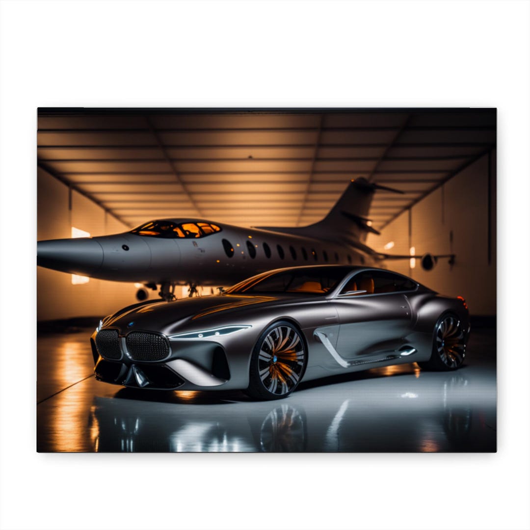Luxury Car Private Jet Canvas Print | Futuristic Automotive Aviation ...