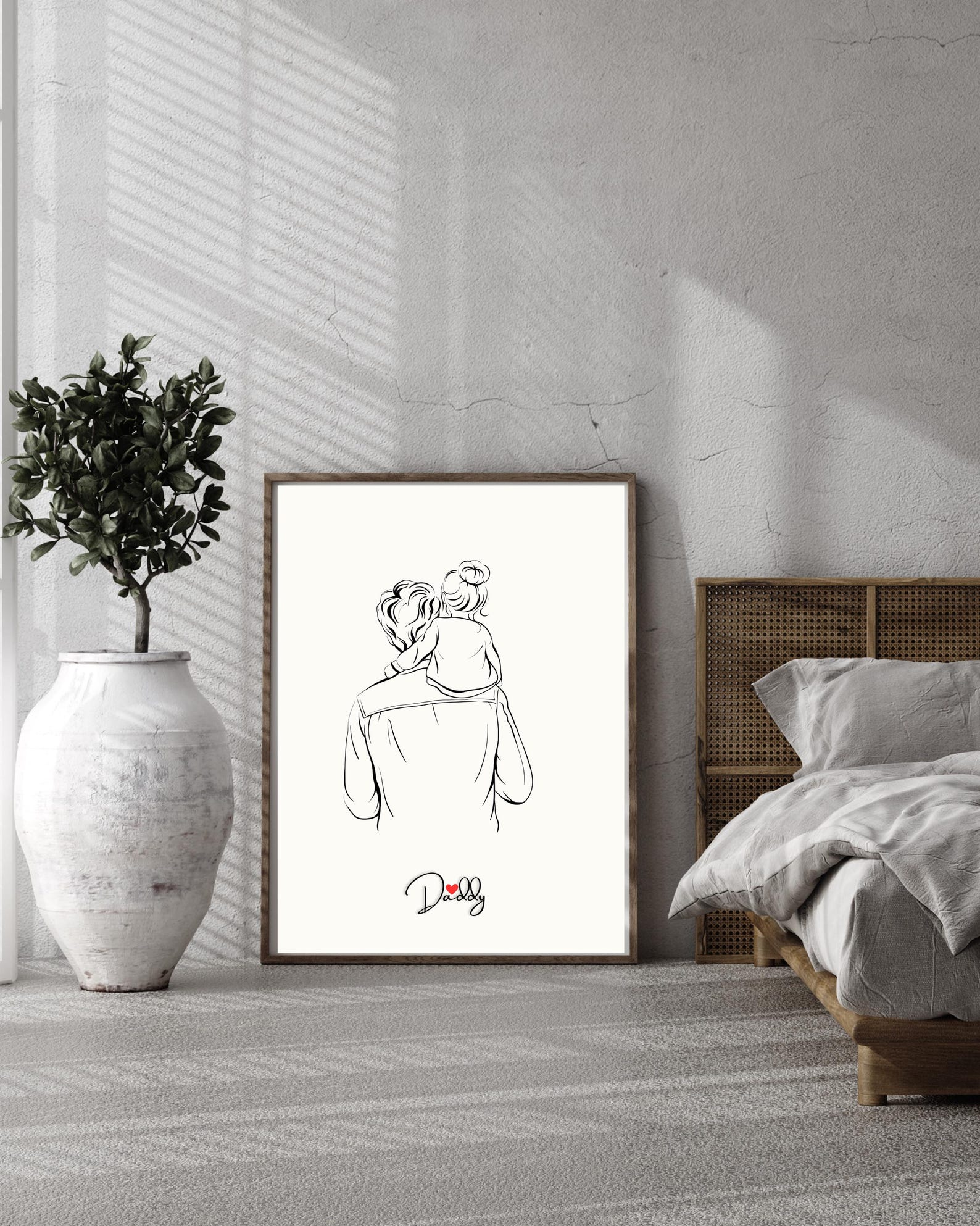 Father’s Day Line Art, Dad and Daughter Drawing, Parent Child Poster ...