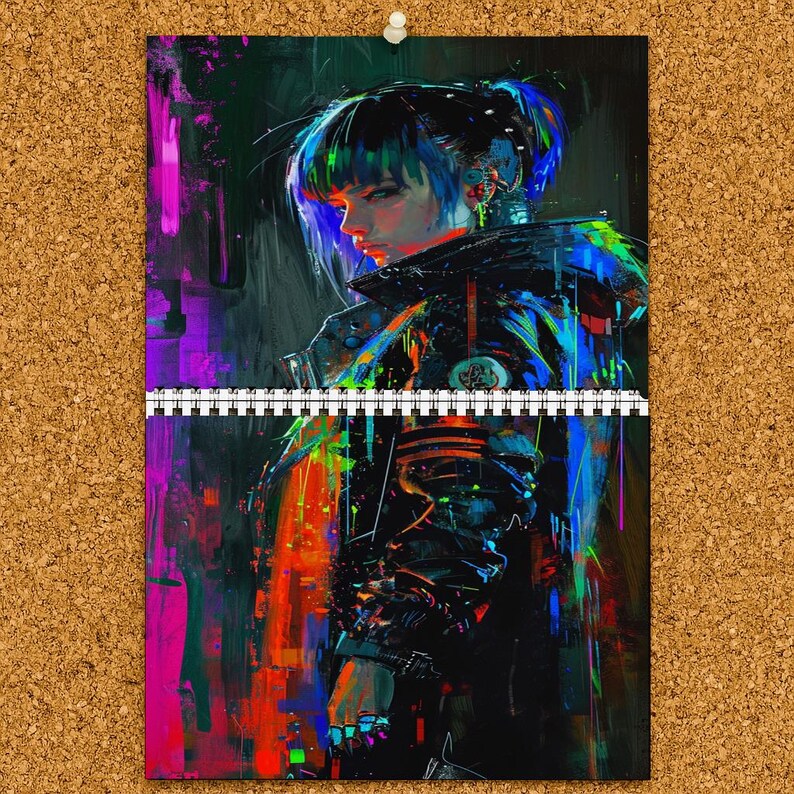 Cyberpunk Neon Rebel Blank Wall Calendar | Customizable Planner for ...