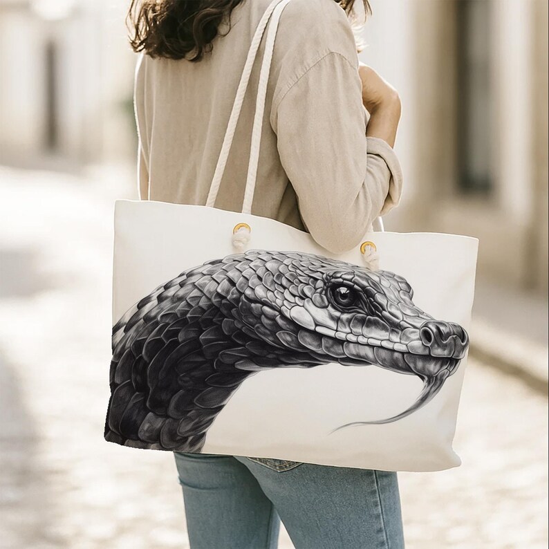 Realistic Snake Art Weekender Bag | Oversized Travel Tote With Serpent ...