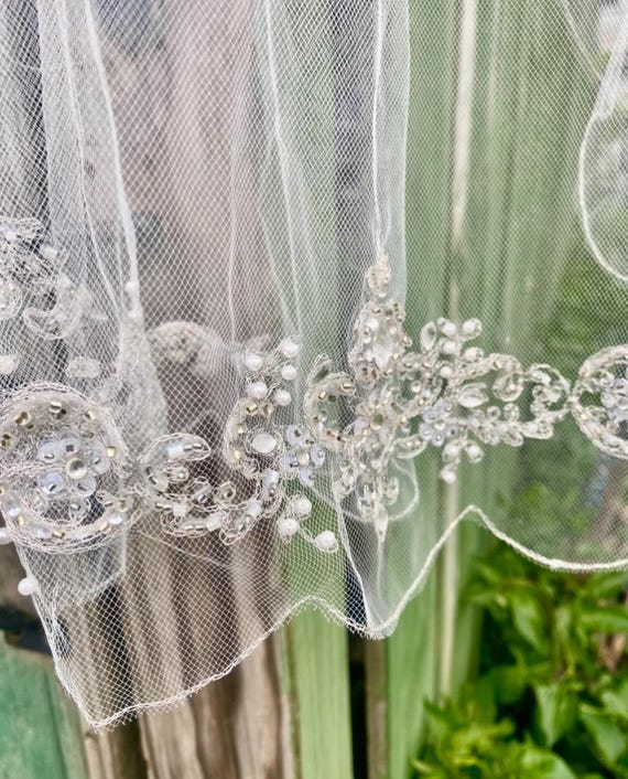 The Rare Beauty's Vintage Wedding Veil with Silver Em… - Gem