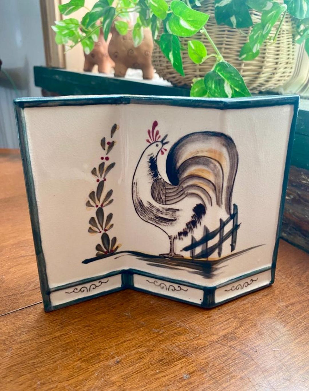 Vintage Rooster Wall Pocket Planter, Farmhouse Kitchen Decor, Ceramic ...