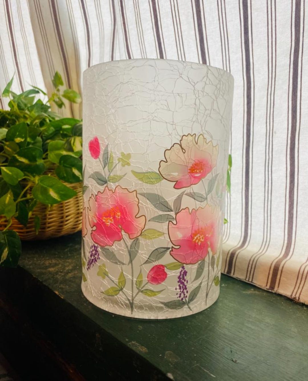 Crackle Glaze Poppy Luminary Vase - Etsy