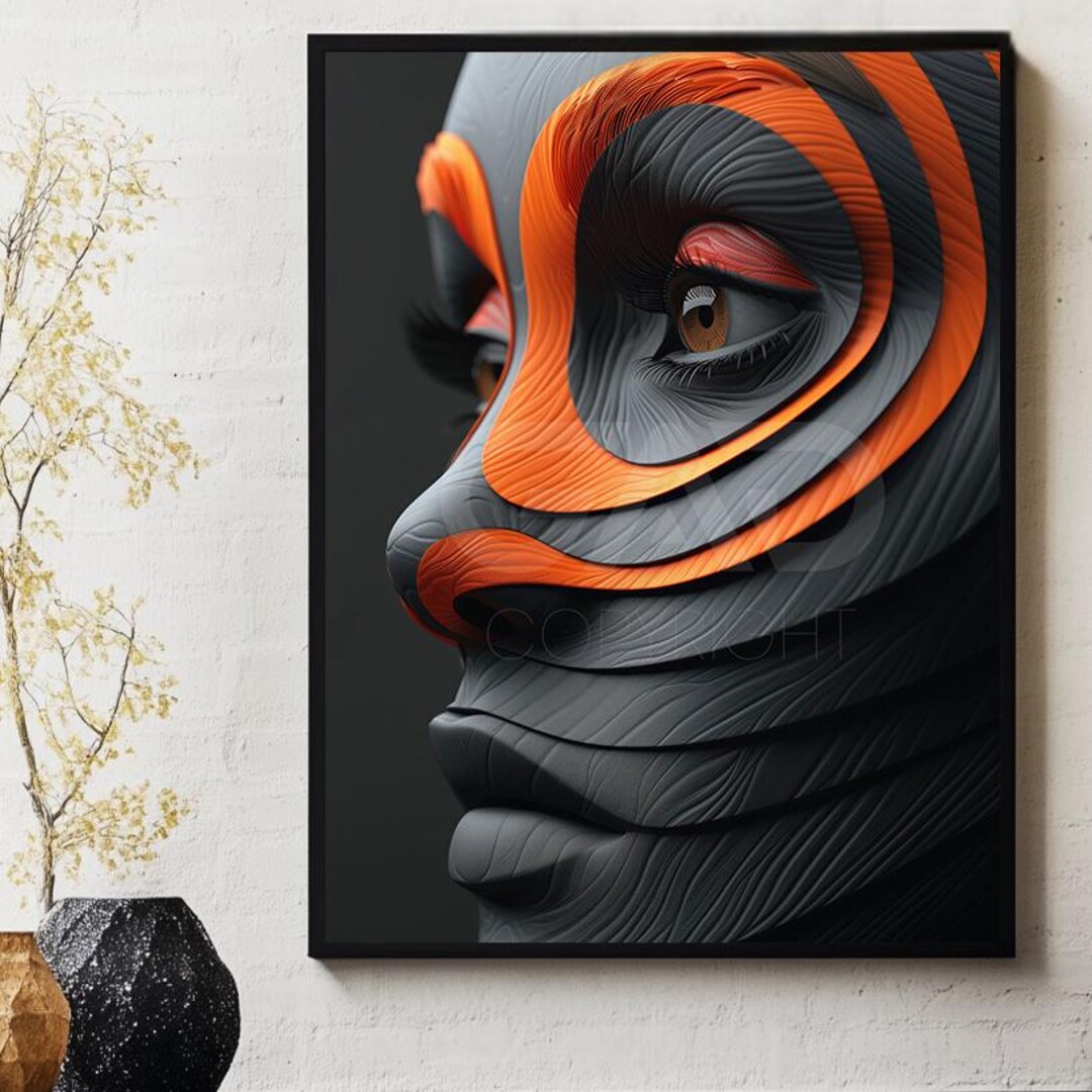 Futuristic Woman Face Poster Print, Wall Art Designs, Droid Sci-fi ...