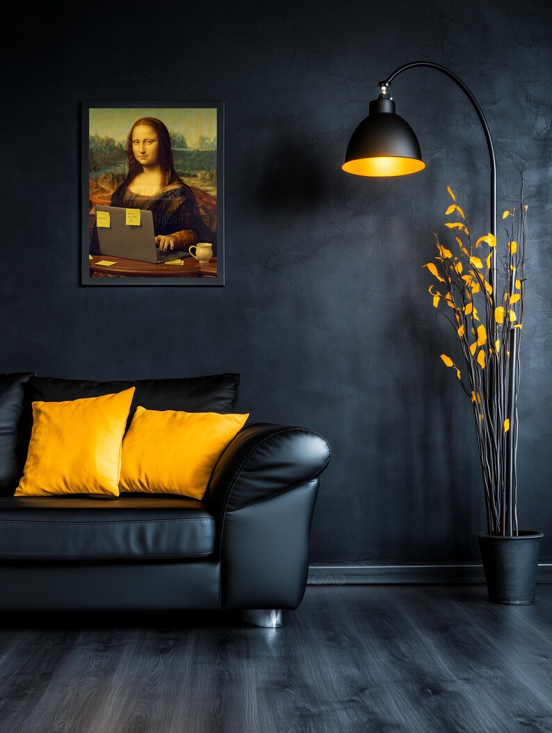 Mona Lisa at Work Art Print, Leonardo Da Vinci, Office Humor, Large ...