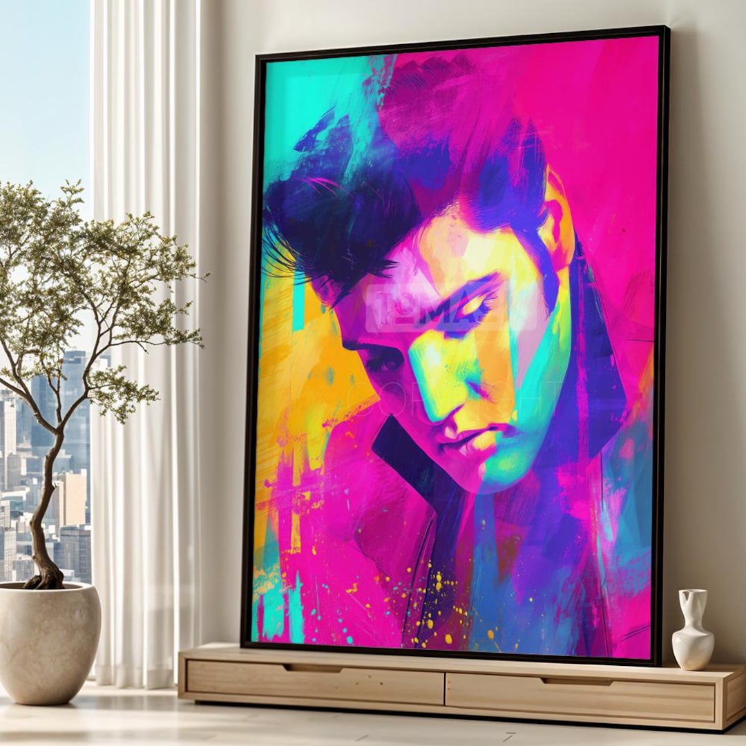 Elvis Presley Pop Art Print, Colorful Music Icon, King of Rock Large ...