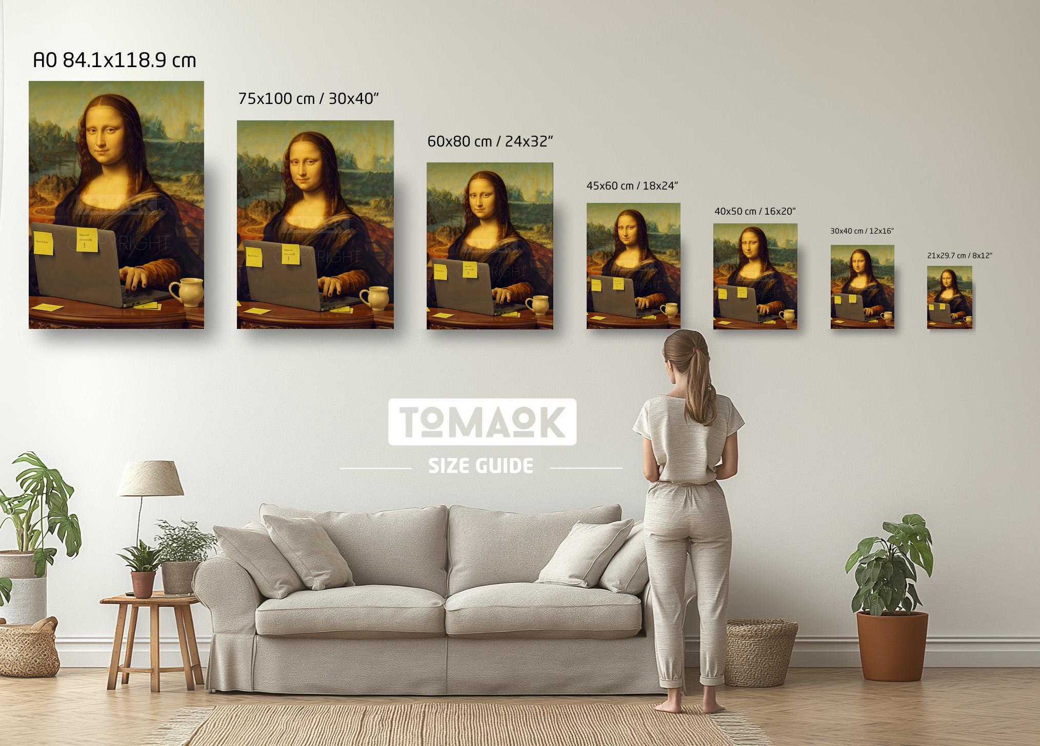 Mona Lisa at Work Art Print, Leonardo Da Vinci, Office Humor, Large ...