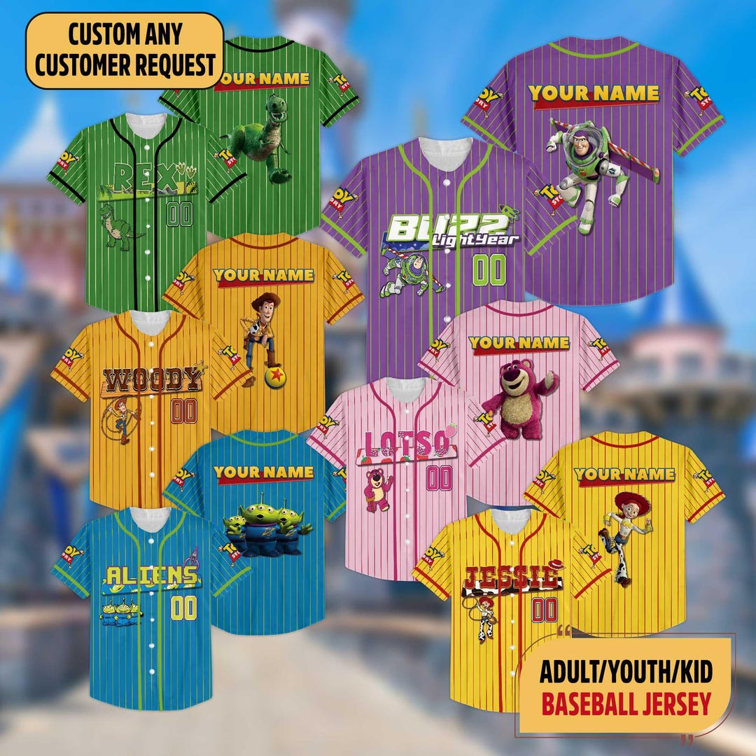 Personalized Toy Story Baseball Team Jersey, Custom Disney Character ...