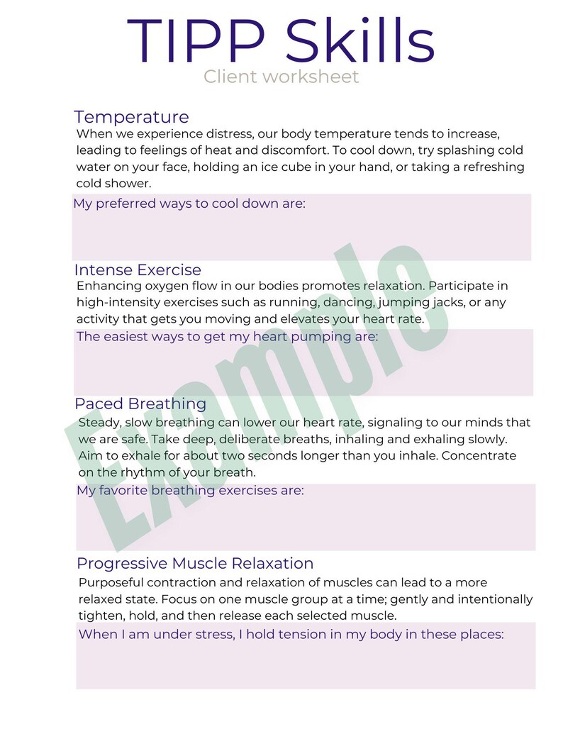 DBT Distress Tolerance Worksheet Bundle - Etsy
