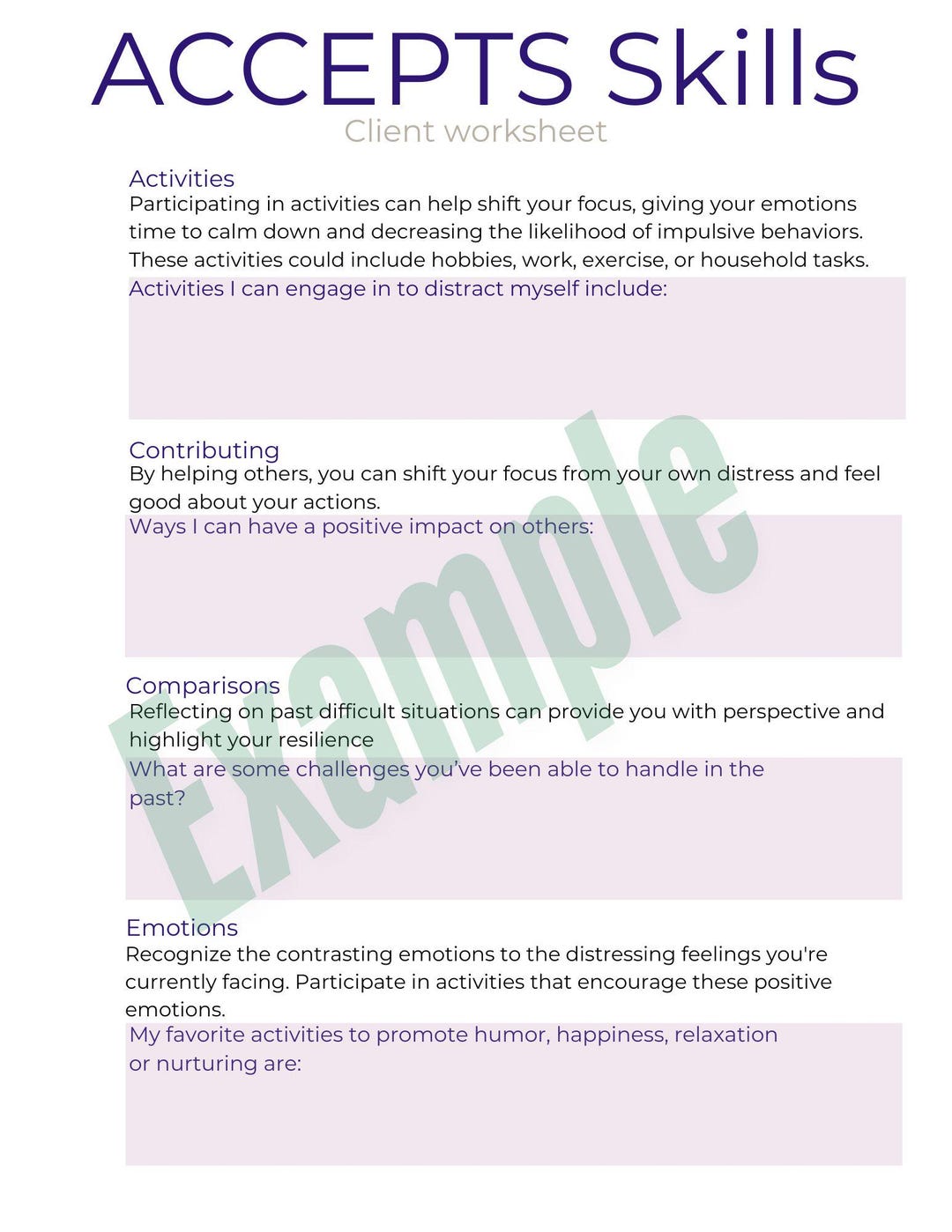 DBT ACCEPTS Client Worksheet - Etsy