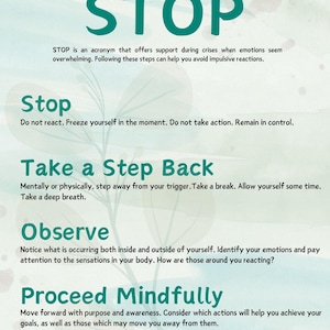 STOP Skill DBT Printable - Etsy