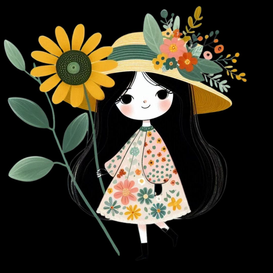 Cute Girl With Bunny Sticker | Kawaii Cartoon Animal Sticker | Pastel ...
