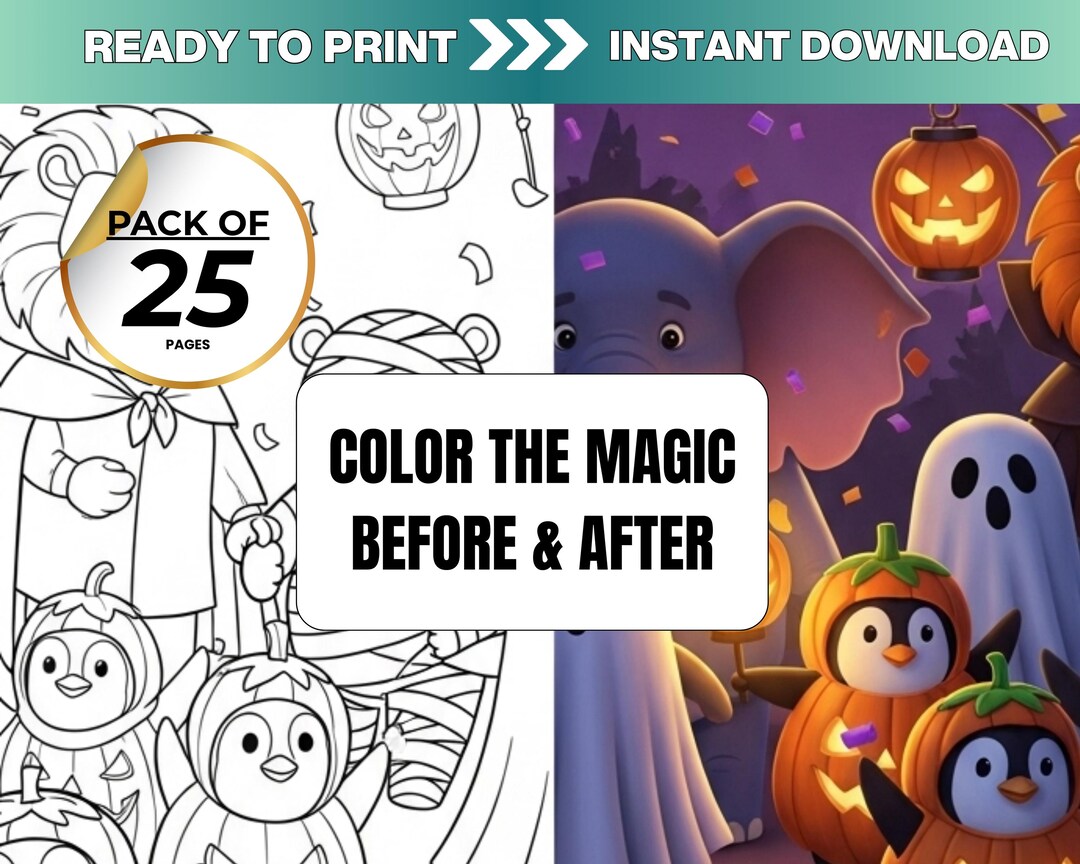 Halloween Animal Coloring Pages for Kids – 25 Printable Sheets, Funny ...