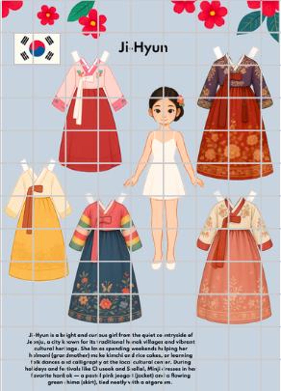 Hanbok Paper Dolls Printable: Korean Dress-up Set (digital Download) - Etsy