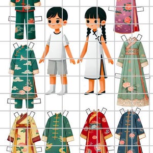 Multicultural Paper Dolls, Chinese, Indian, Malay Outfits (digital ...