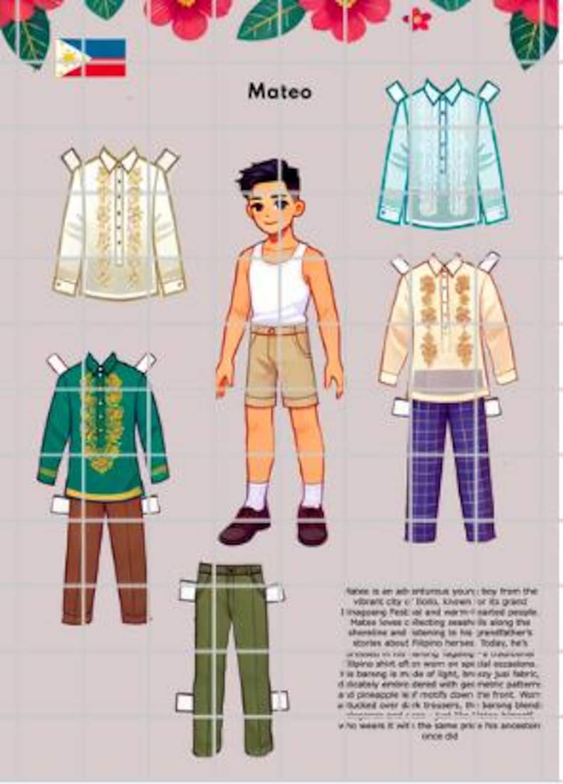 Filipino Paper Dolls | Traditional Outfit Craft (printable) - Etsy