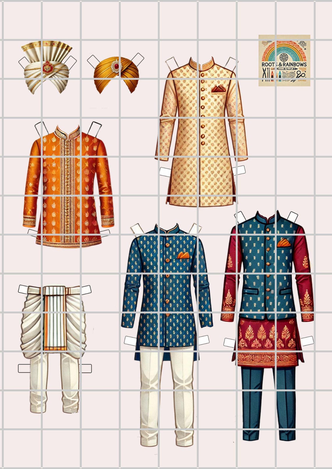 Printable Indian Paper Dolls With Traditional Outfits for Dress up Fun ...