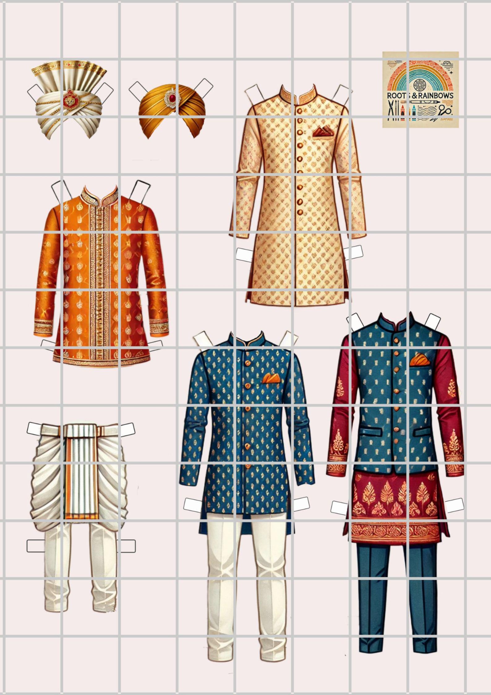 Printable Indian Paper Dolls With Traditional Outfits for Dress up Fun ...