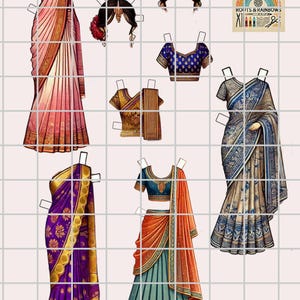 Printable Indian Paper Dolls With Traditional Outfits for Dress up Fun ...