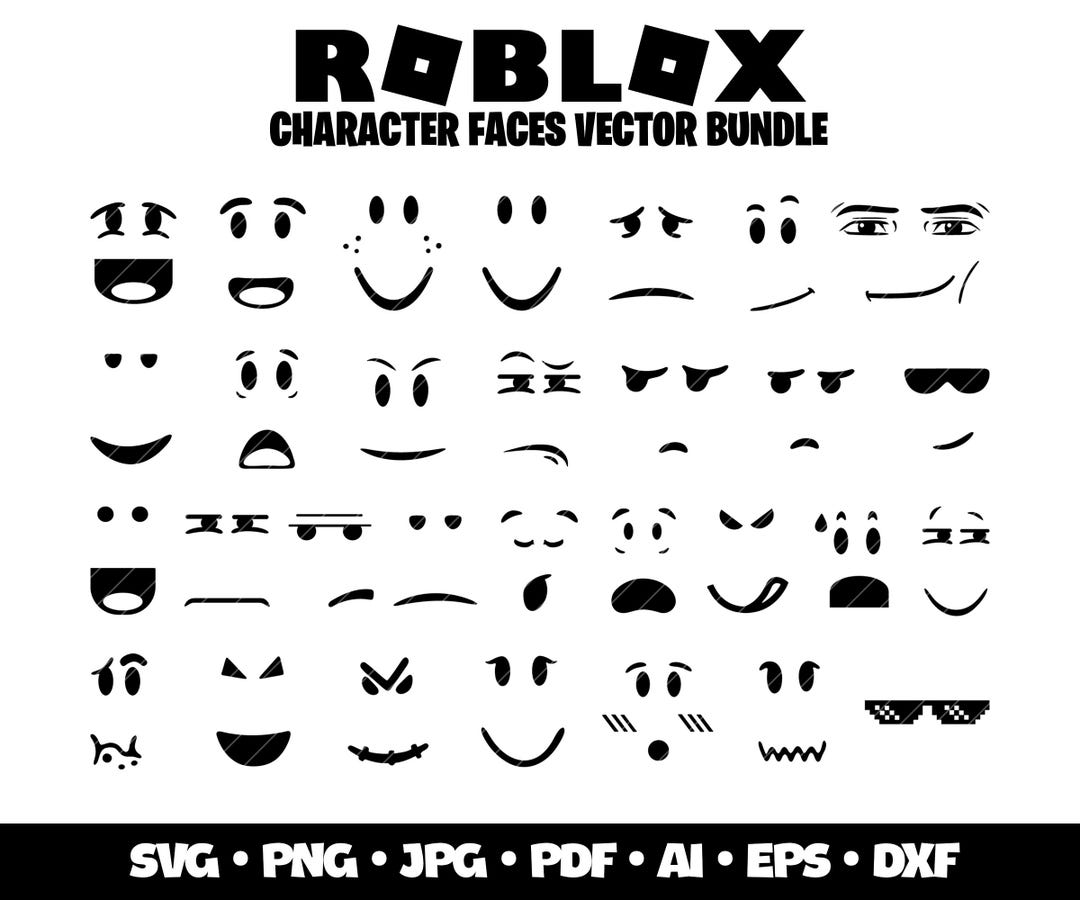 Roblox SVG Bundle Roblox Face Birthday Gift Roblox Clipart Gamer Gift ...