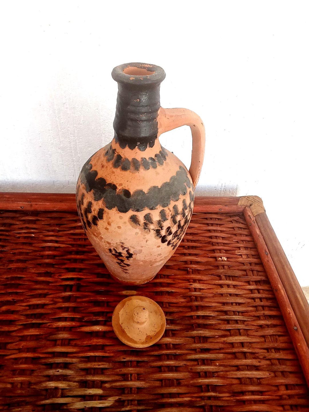Handmade Moroccan Clay Jug – Traditional Tar-coated Water ...