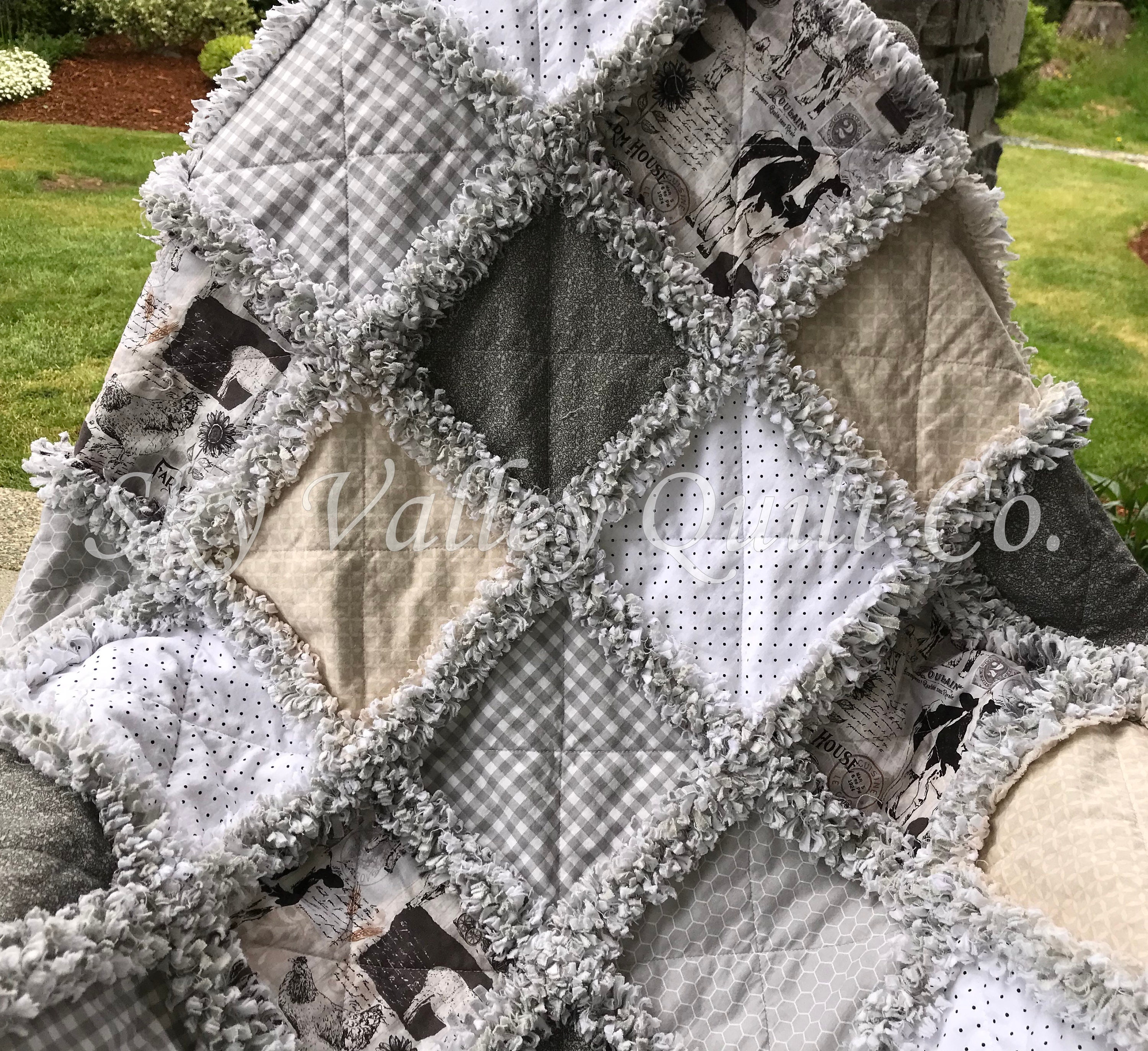 Pre CUT Rag Quilt KIT Farm House Chic Neutral Pallet Cream - Etsy