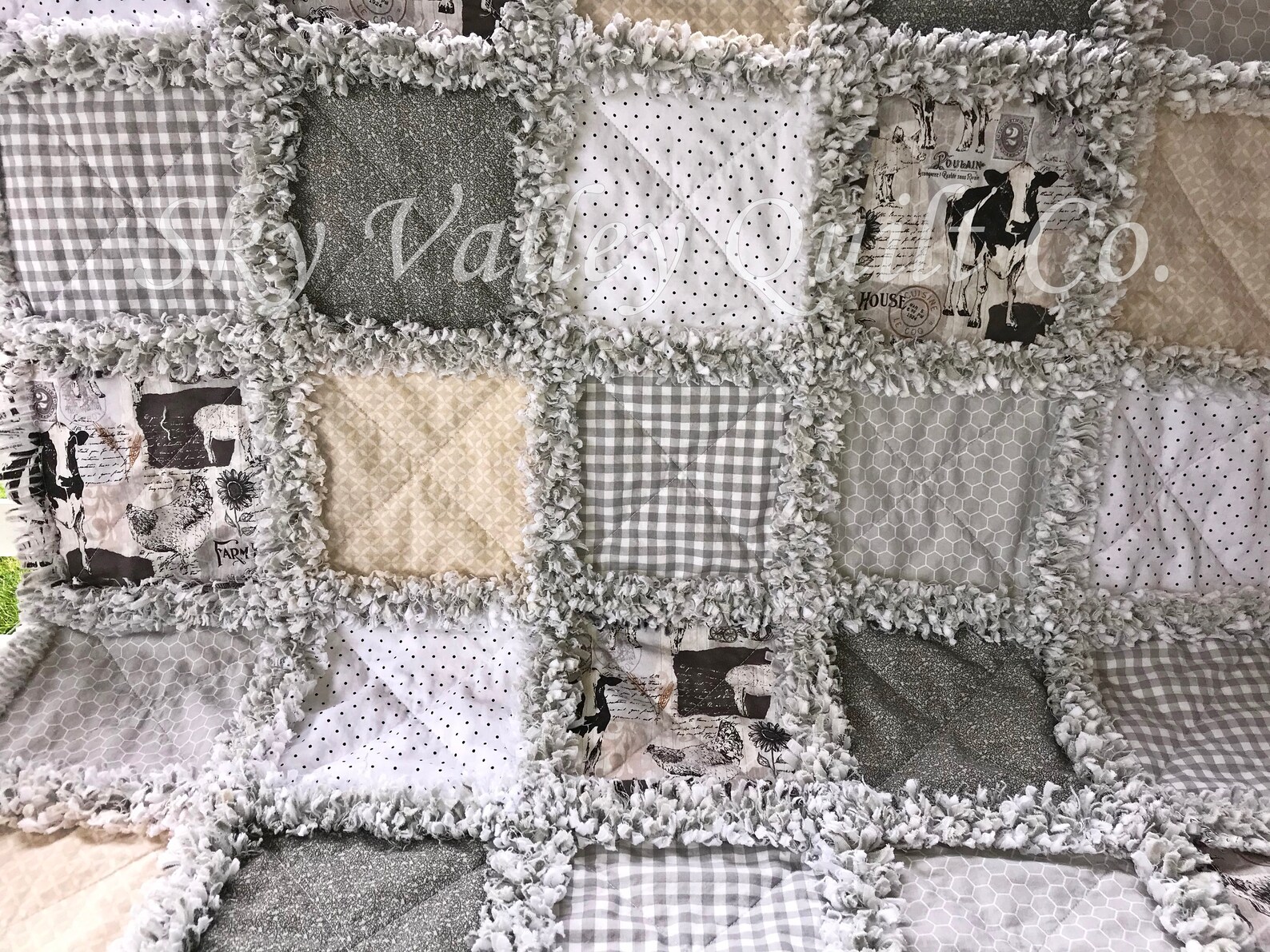 Pre CUT Rag Quilt KIT Farm House Chic Neutral Pallet Cream - Etsy