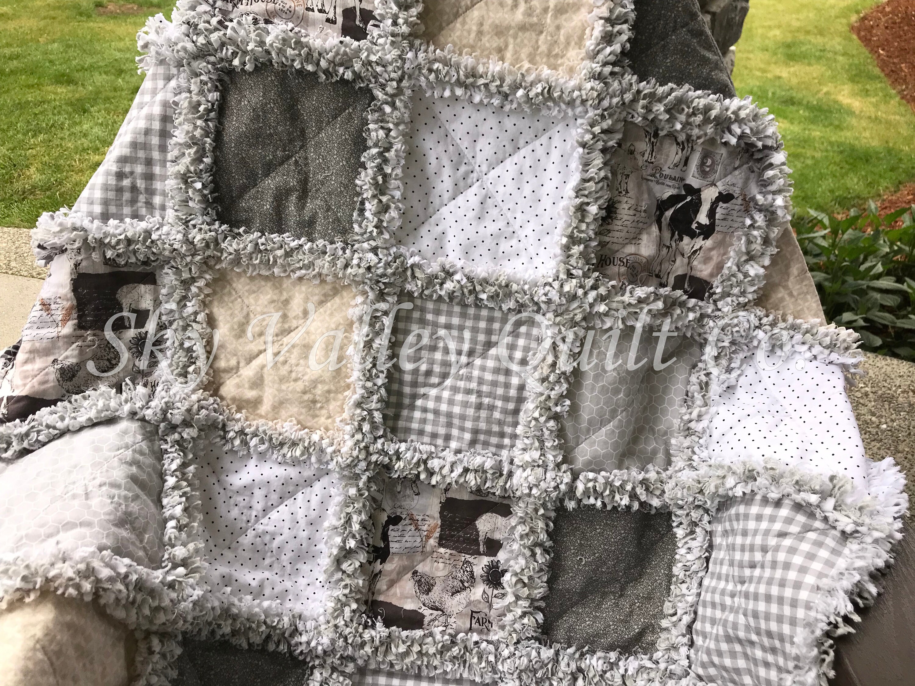 Pre CUT Rag Quilt KIT Farm House Chic Neutral Pallet Cream - Etsy